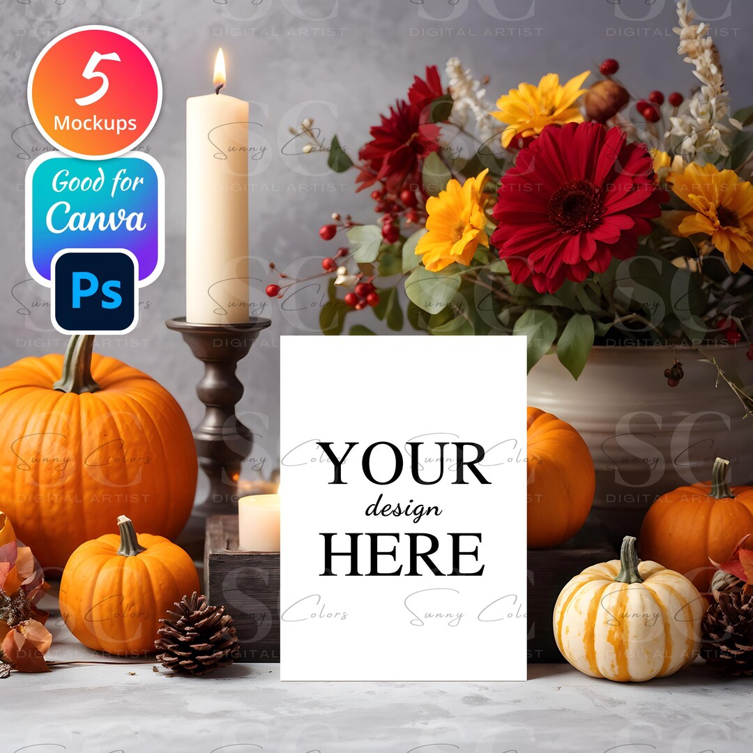 5 Thanksgiving Day Invitations Cards Mockups Bundle, Card Mockup Bundle ...