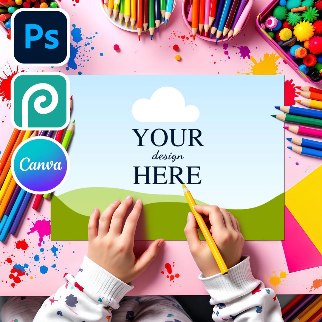 Coloring Page Mockup for Canva and Photoshop | Photopea Template,color ...