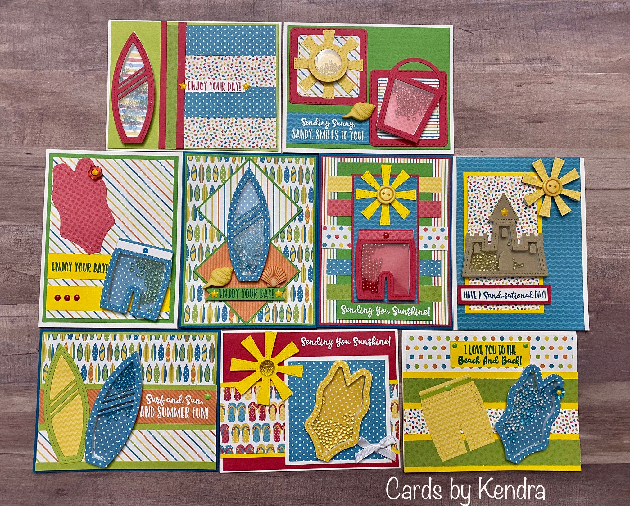 Beach Themed Handmade Shaker Card - PICK From 9 Designs - Surf, Sun ...