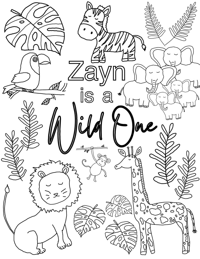 Personalized Wild One Coloring Page, Hand Drawn Wild One Birthday ...