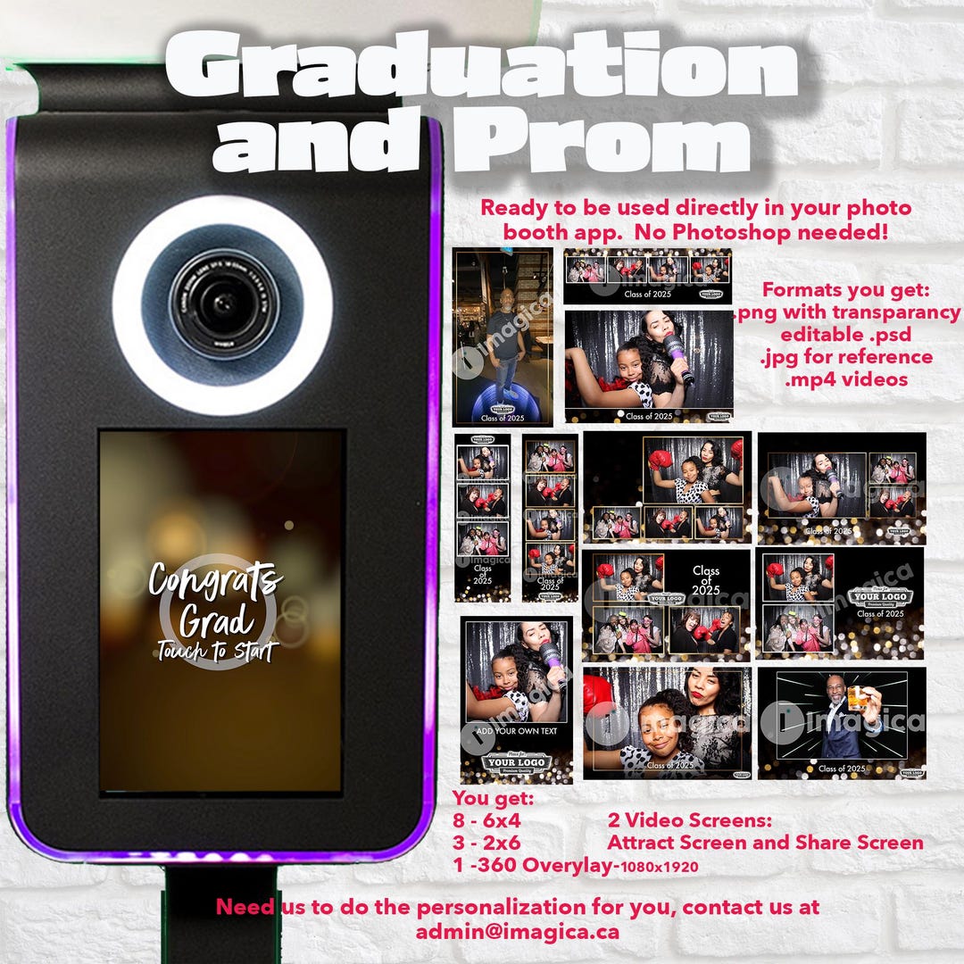 Graduation Photo Booth Template Set – Black, Silver, Gold (digital ...