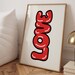 LOVE Minimalist Print, Red Wall Decor, Retro Wall Art Poster, Love ...