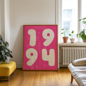 Custom Year Poster, Printable Trendy Retro Poster, Custom Number, Birth ...