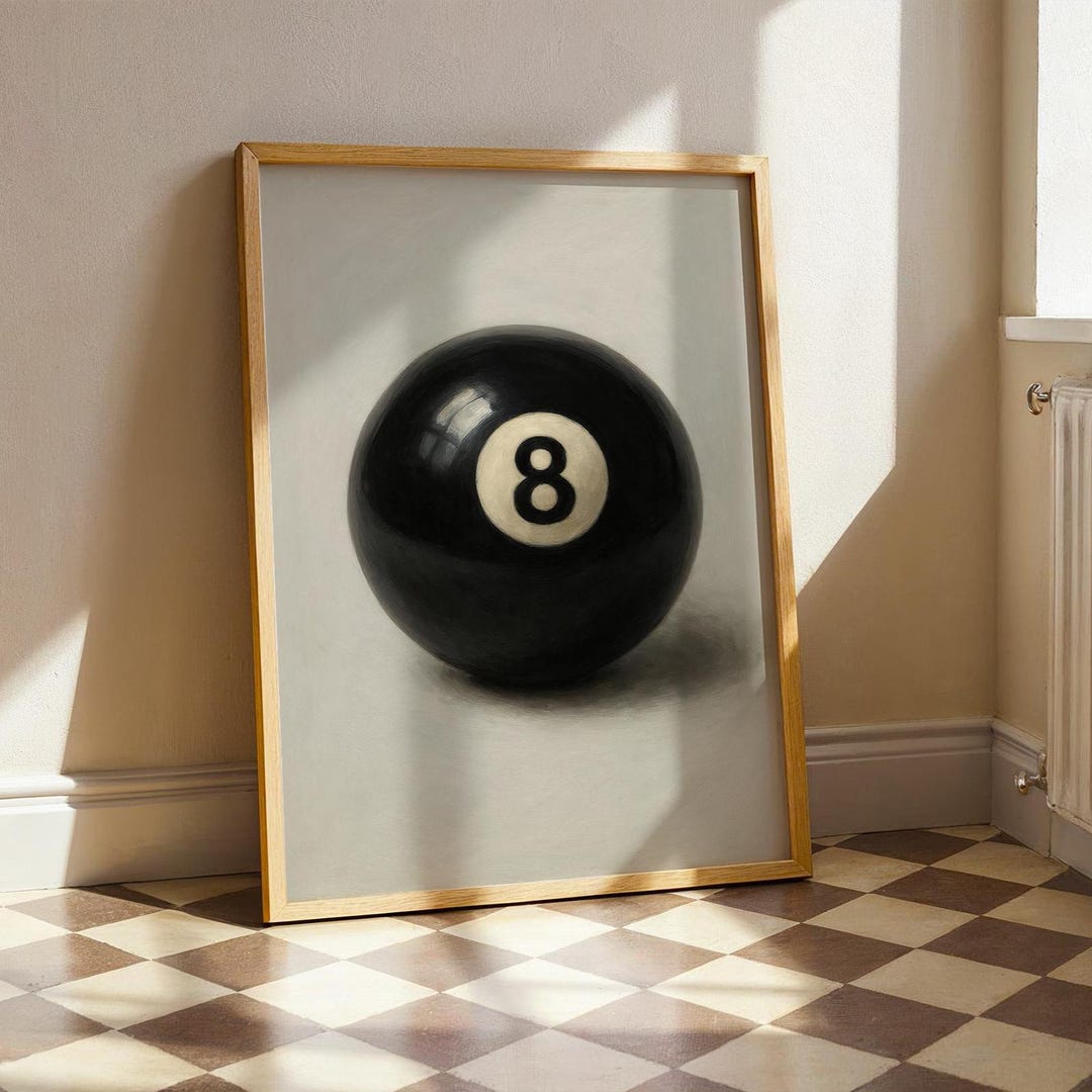 Vintage 8 Ball Print, Black and White Billiards Wall Art, Retro Pool ...