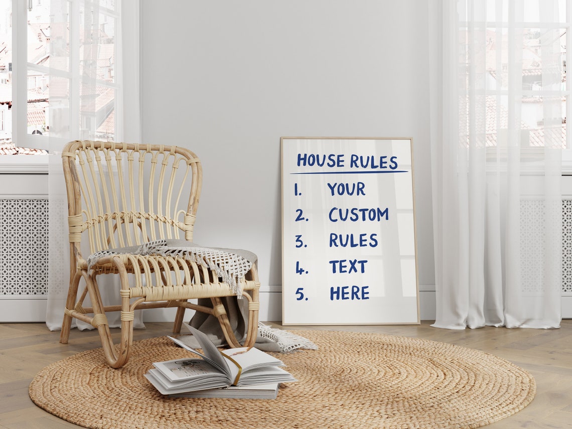Your Custom Home Rules Text Here, Printable Trendy Poster, Design Your ...