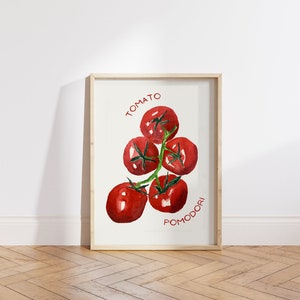 Tomato Watercolor Style Poster Print, Kitchen Wall Art Poster, Kitchen ...