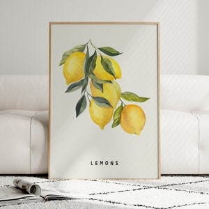 Lemons Watercolor Kitchen Art Print: Minimalist Cooking Poster - Etsy