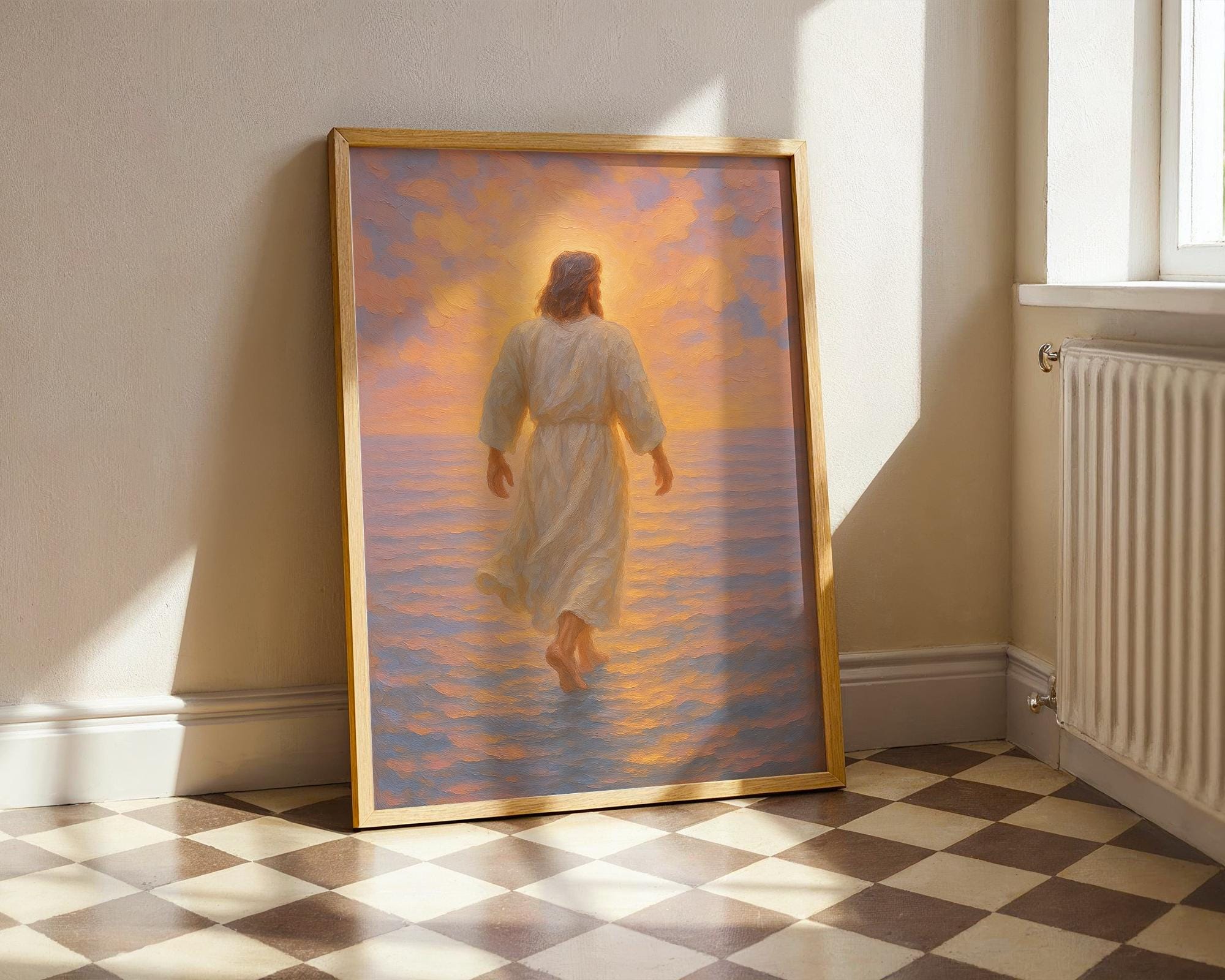 Jesus Walking on Water Print, Savior Religious Painting, Christian Wall ...