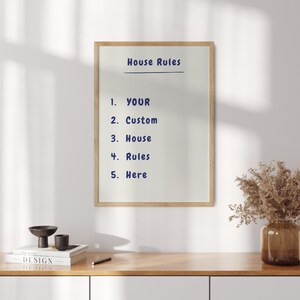 Your Custom Home Rules Poster, Printable Trendy Art Poster, Design Your ...