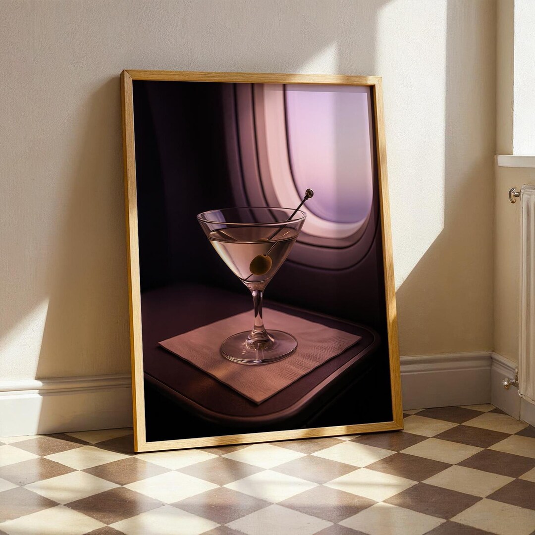 Travel Cocktail Wall Art – Out of Office Vibes Print, Airplane Window ...