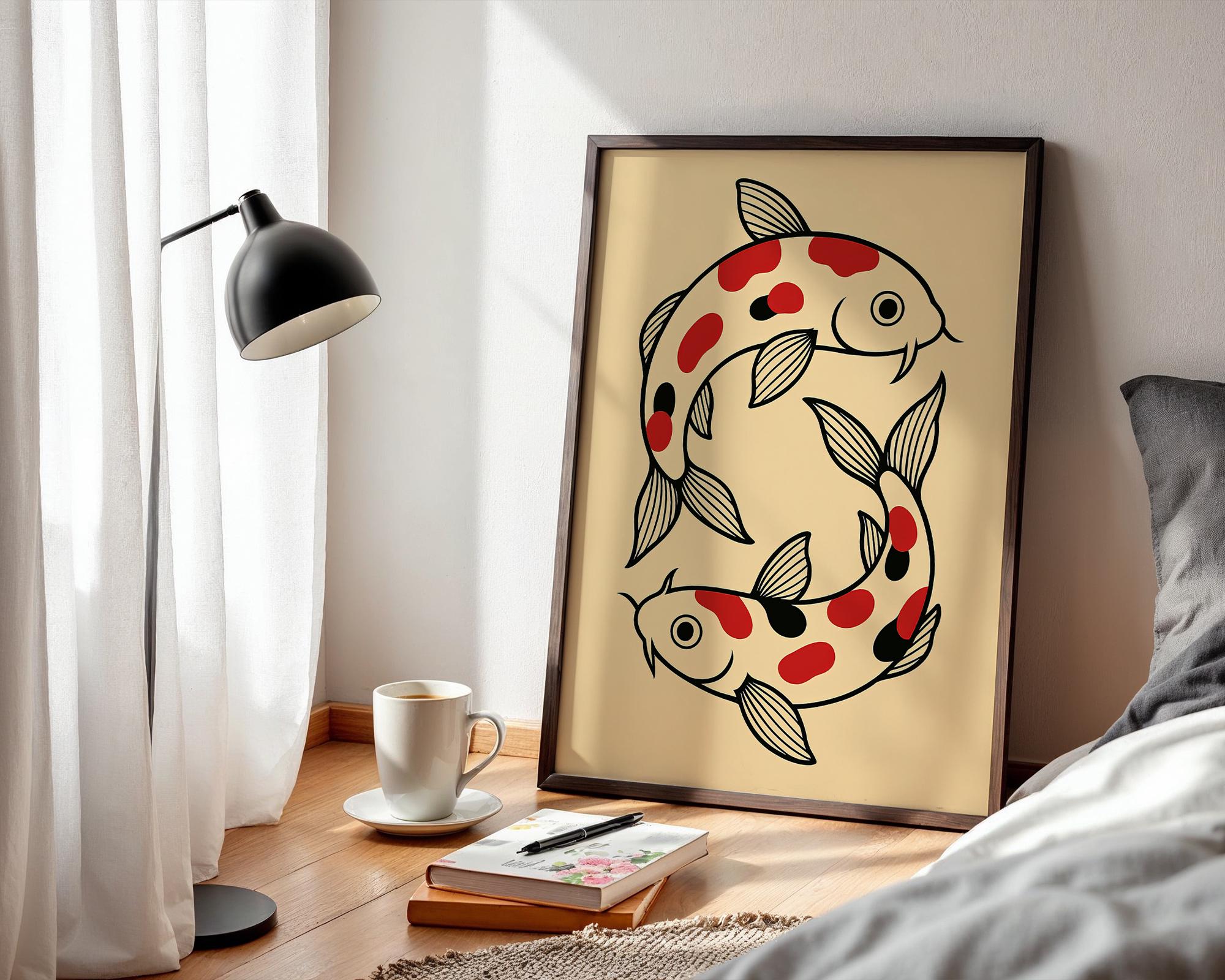 Minimalist Koi Fish Poster – Japanese Inspired Yin Yang Art Print - Etsy