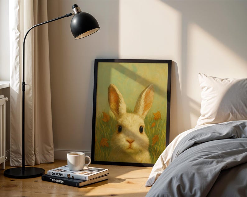 Easter Bunny Poster – Cute Rabbit Art Print, Pastel Spring Wall Decor ...