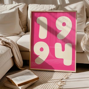 Custom Year Poster, Printable Trendy Retro Poster, Custom Number, Birth ...