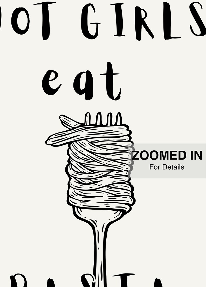 Hot Girls Eat Pasta Print, Aesthetic Kitchen Decor, Retro Dinner Table ...
