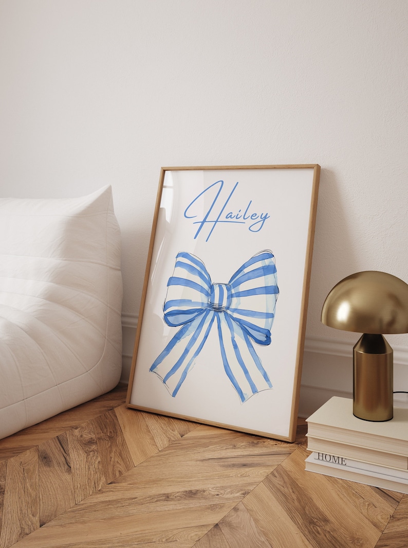 Custom Baby Name Nursery Poster: Preppy Watercolor Bow Print - Etsy