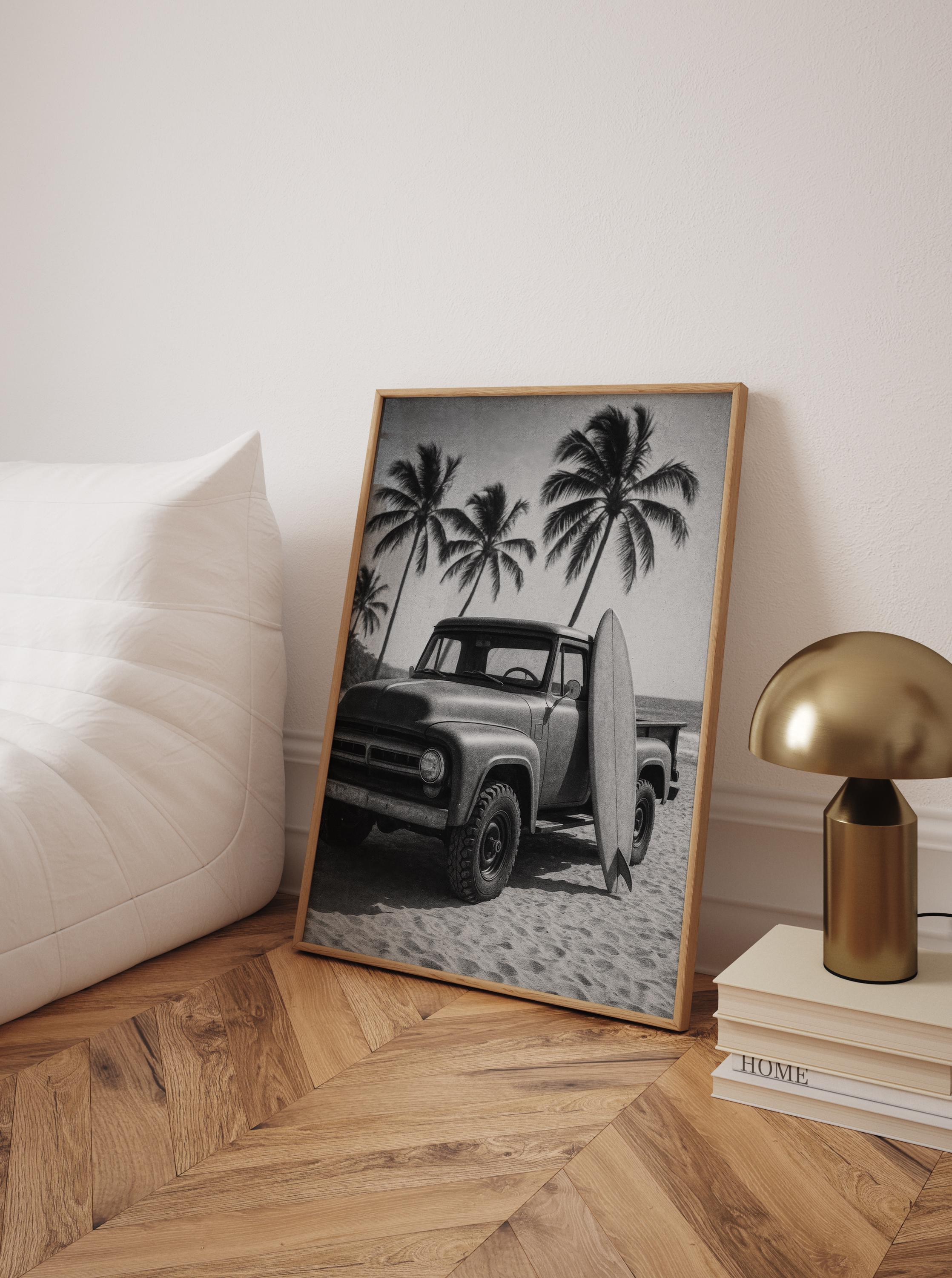 Vintage Surf Truck Poster – Retro Beach Wall Art, Classic Pickup With ...