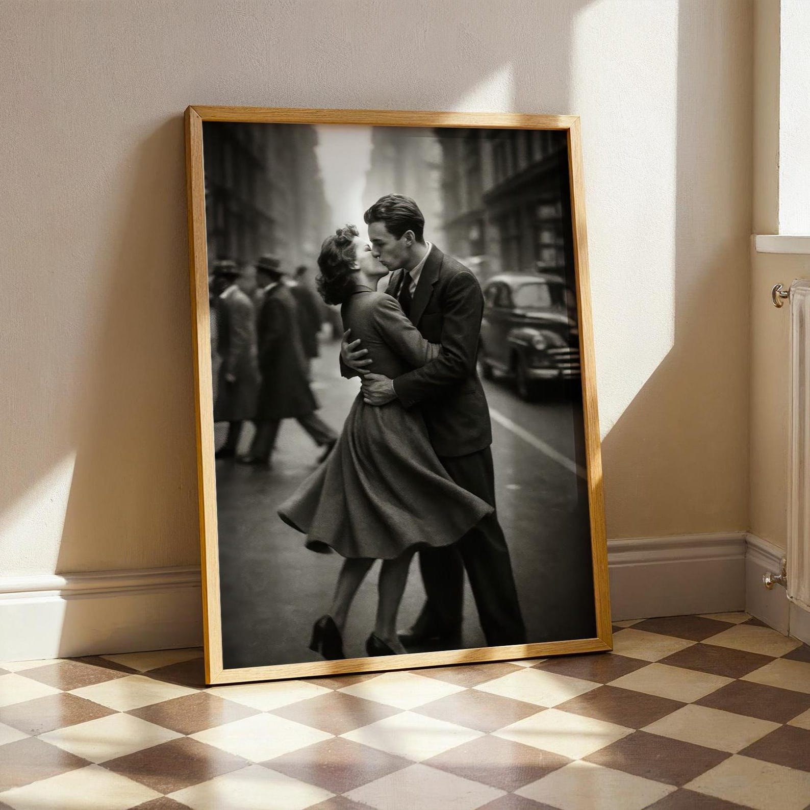 Vintage Romantic Kiss Art Print – Black and White Couple Poster ...