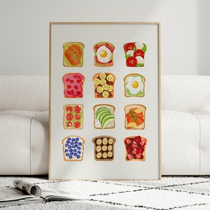 Toast Breakfast Poster Print, Avocado Toast Poster, Toast Lover Gift ...