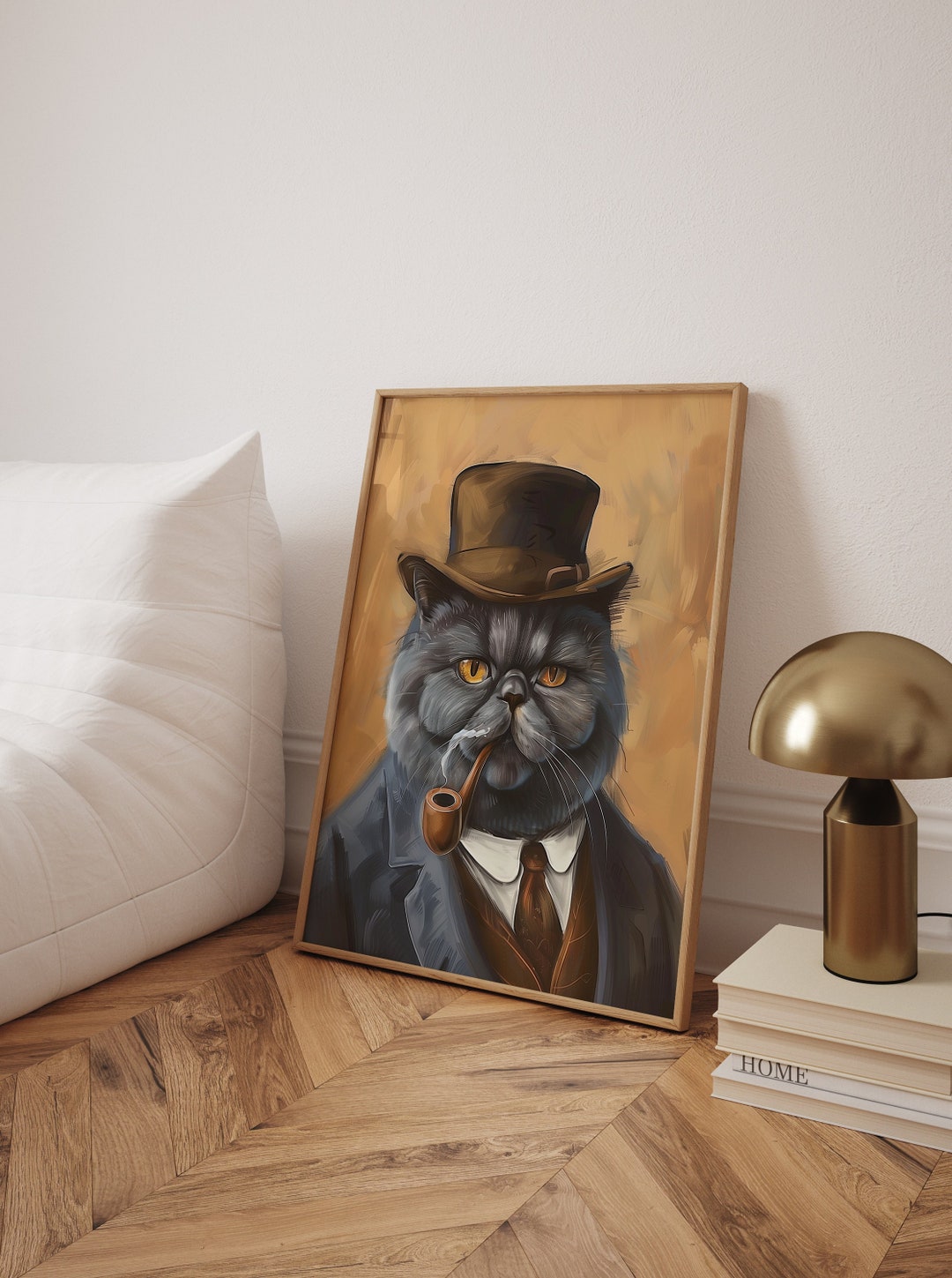 Gentlemen Cat Art Print, Funny Smoking Shorthair, Quirky Cat Lover Gift ...