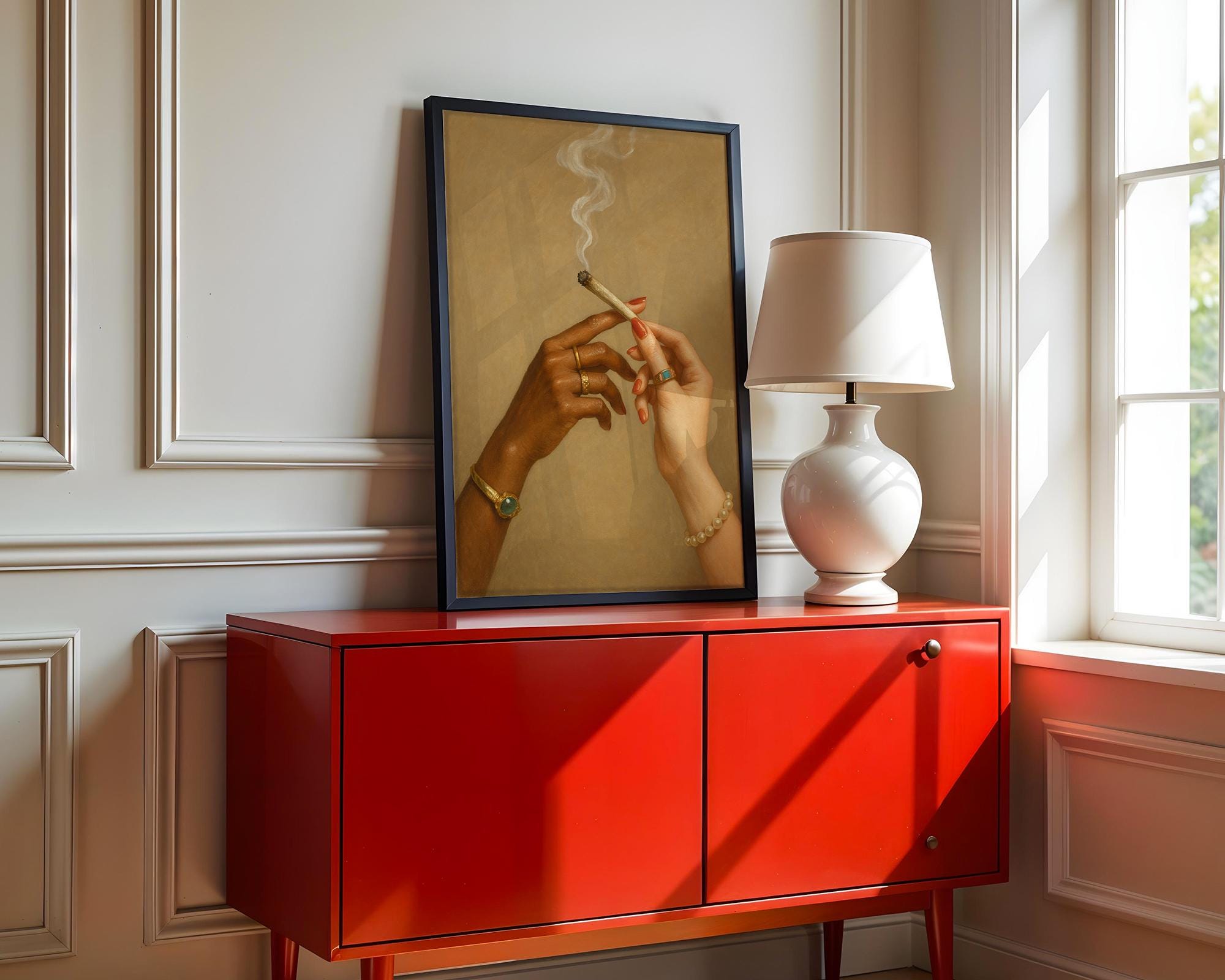 Luxury Smoking Art Print – Elegant Feminine Hands Holding Joint, High ...