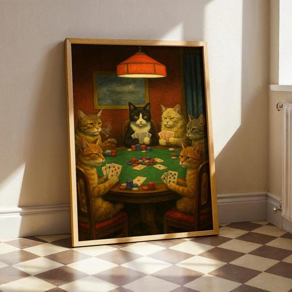 Wall Art Cat Poker - Etsy