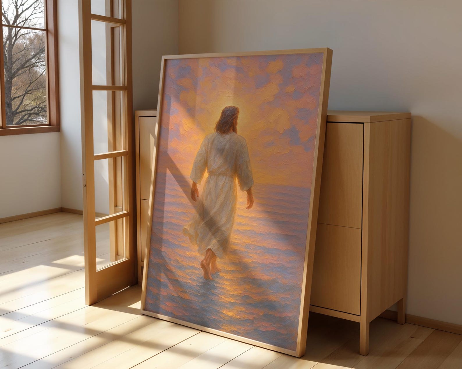 Jesus Walking on Water Print, Savior Religious Painting, Christian Wall ...