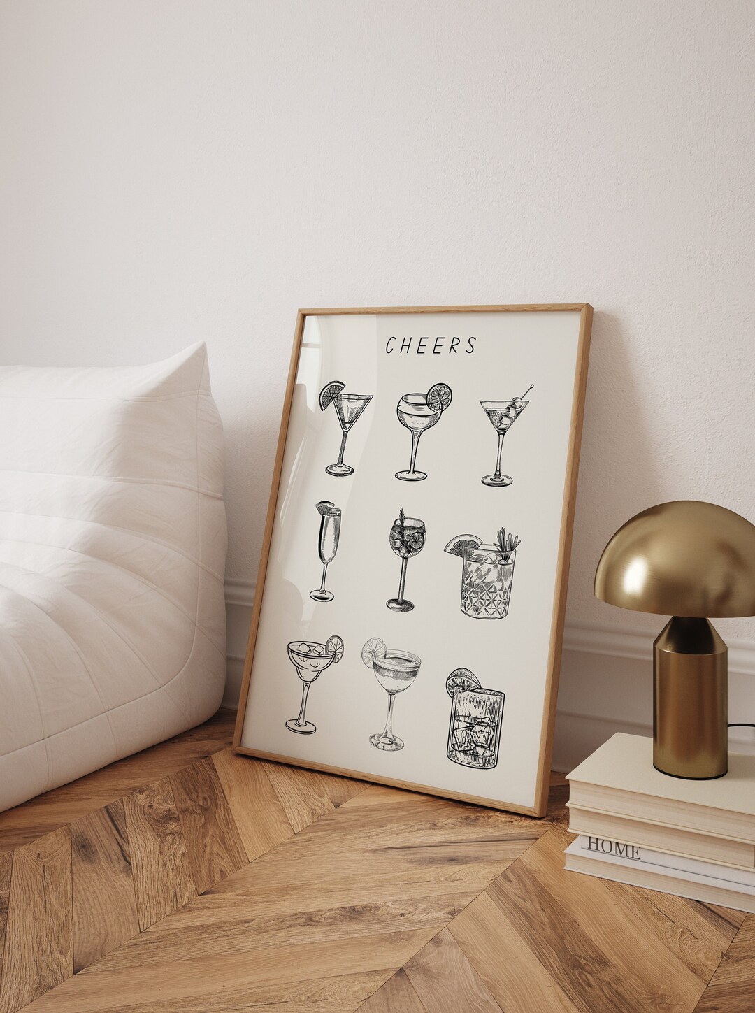 Cocktail Line Drawing Print: Minimalist Bar Cart Art - Etsy