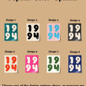 Custom Retro Year Poster, Printable Trendy Poster, Custom Number, Birth ...