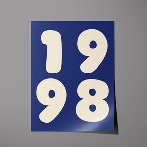 Custom Year Poster, Printable Trendy Retro Poster, Custom Number, Birth ...