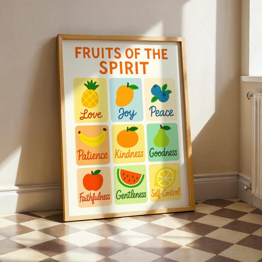 Fruits of the Spirit Poster: Christian Nursery Decor, Bible Verse Art ...