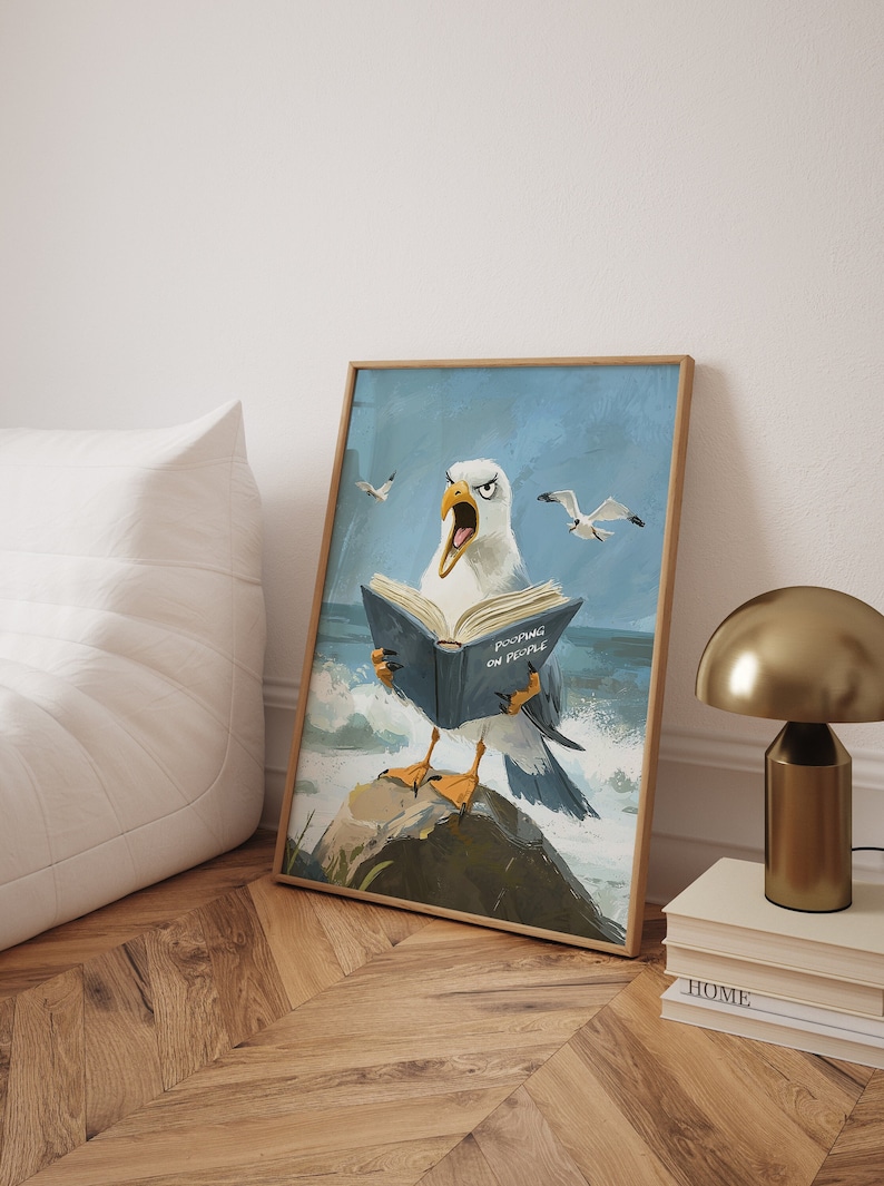 Cute Bird Animal Print, Funny Toilet Bathroom Humor Sign, Seagull ...