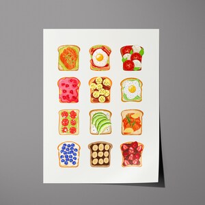 Toast Breakfast Poster Print, Avocado Toast Poster, Toast Lover Gift ...