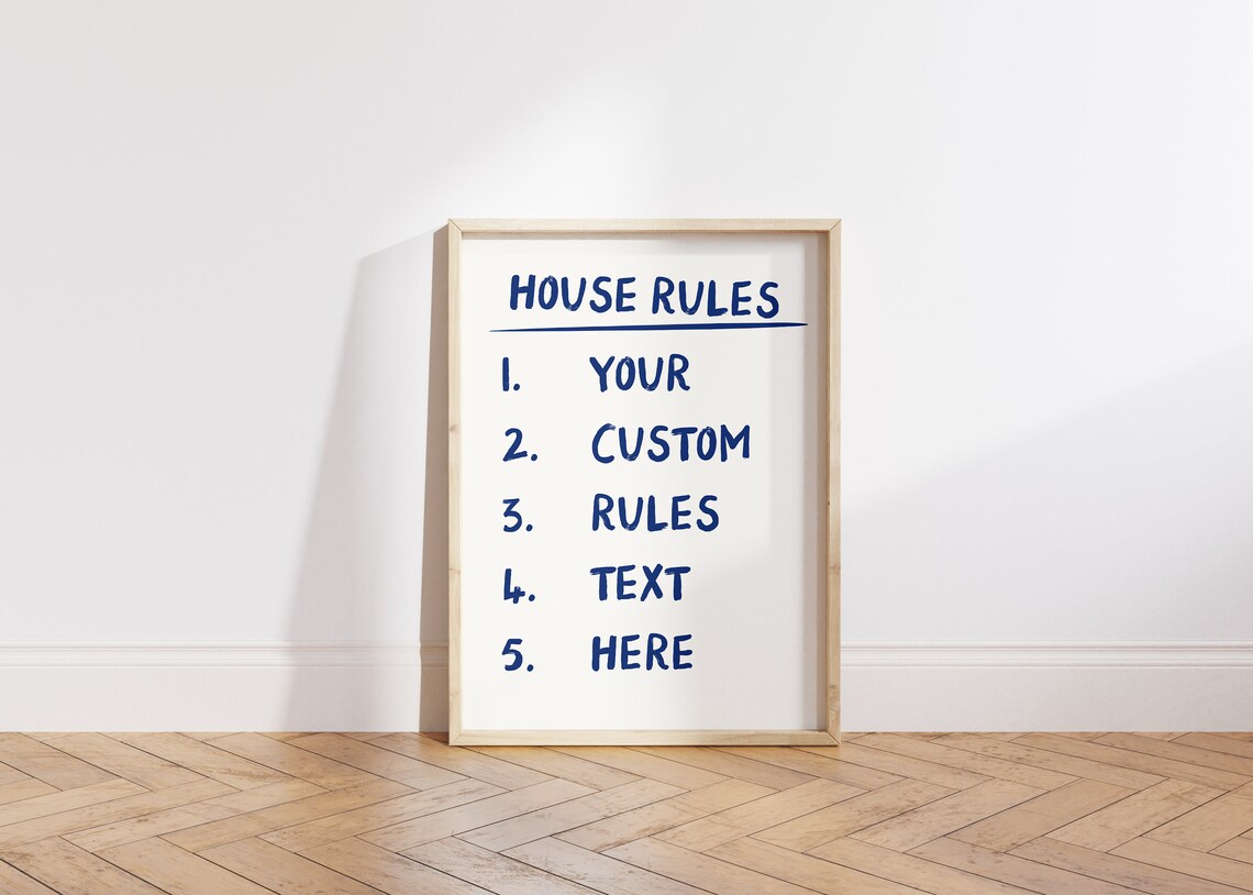 Your Custom Home Rules Text Here, Printable Trendy Poster, Design Your ...
