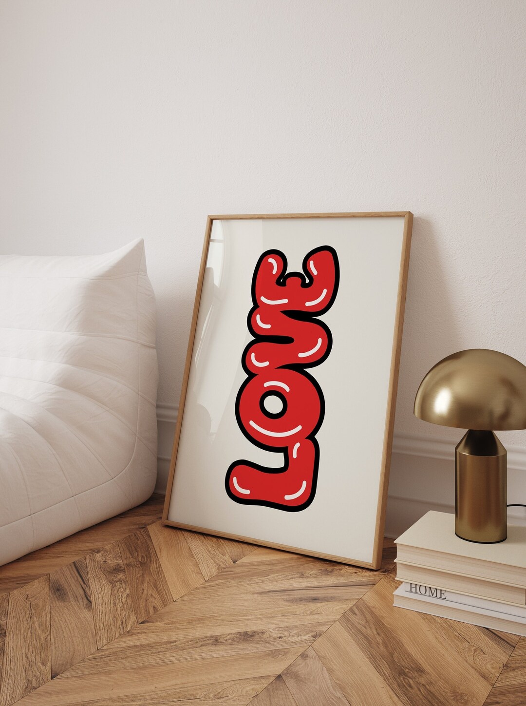 LOVE Minimalist Print, Red Wall Decor, Retro Wall Art Poster, Love ...