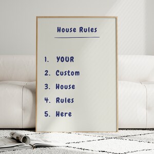 Your Custom Home Rules Poster, Printable Trendy Art Poster, Design Your ...