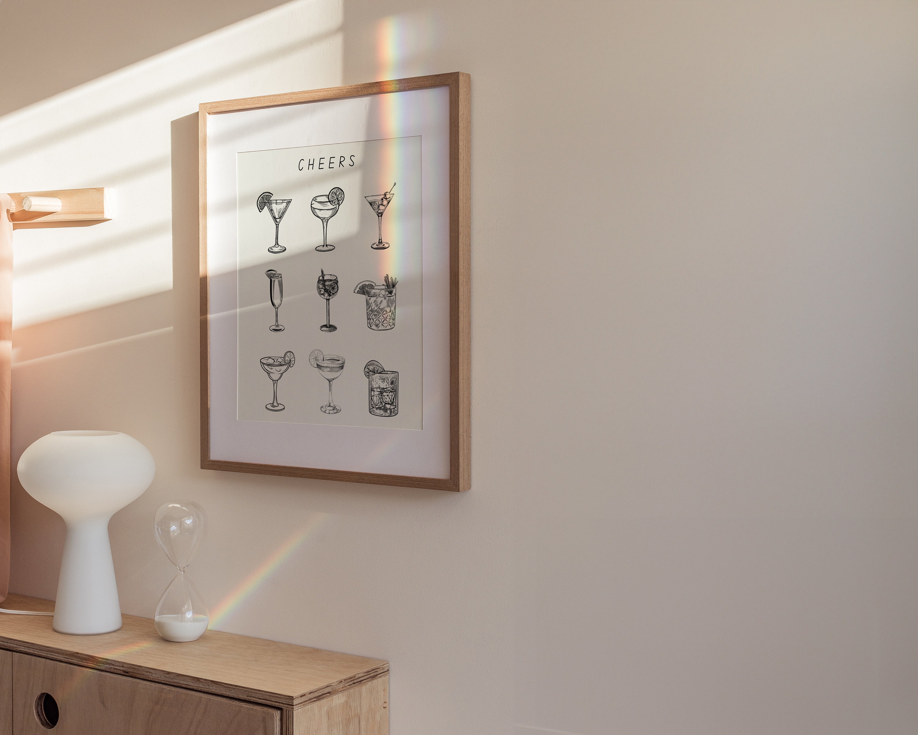 Cocktail Line Drawing Print: Minimalist Bar Cart Art - Etsy