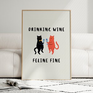 Distinguished Cats Wall Art Poster, Wine Poster, Bar Cart Print ...