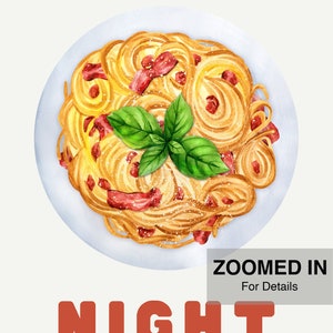 Pasta Night Kitchen Print, Aesthetic Kitchen Decor, Retro Dinner Table ...