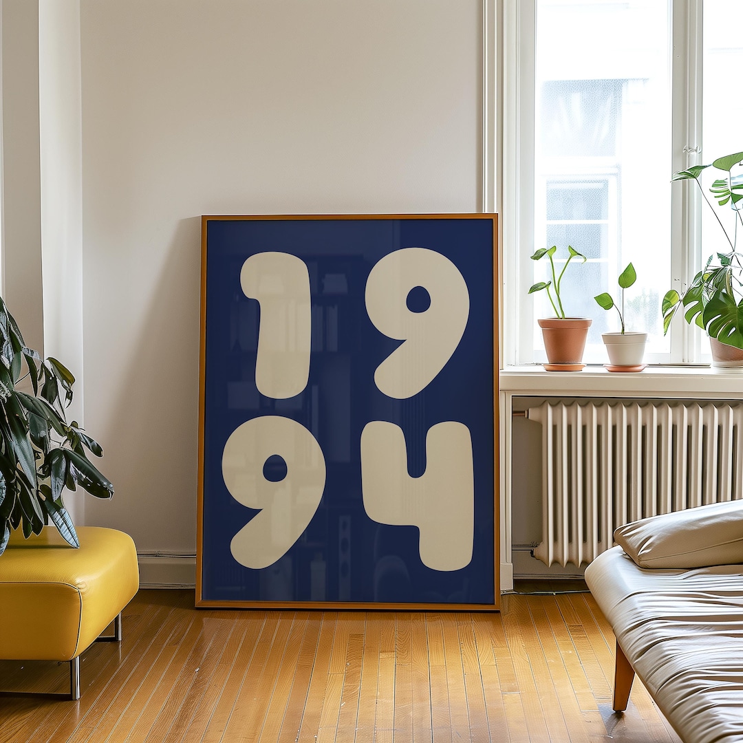 Custom Year Poster, Printable Trendy Retro Poster, Custom Number, Birth ...