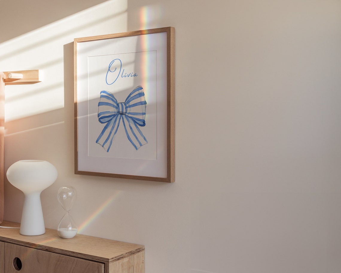 Custom Baby Name Nursery Poster: Preppy Watercolor Bow Print - Etsy
