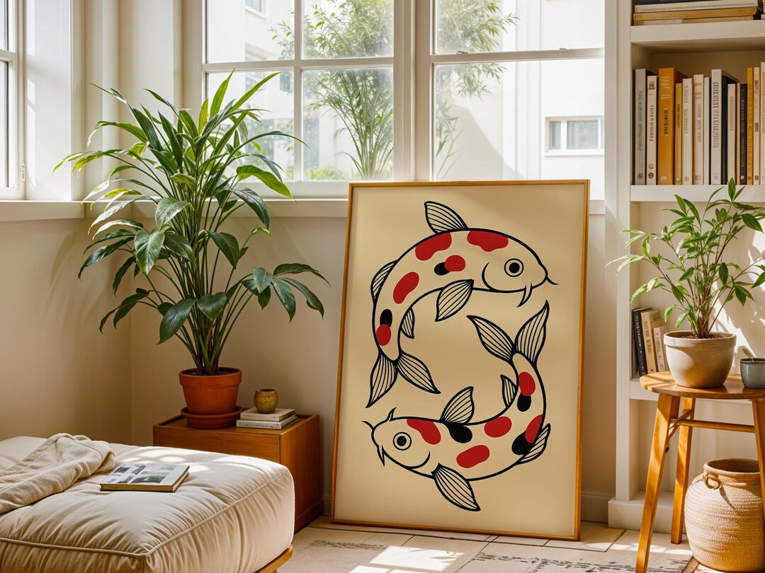 Minimalist Koi Fish Poster – Japanese Inspired Yin Yang Art Print - Etsy
