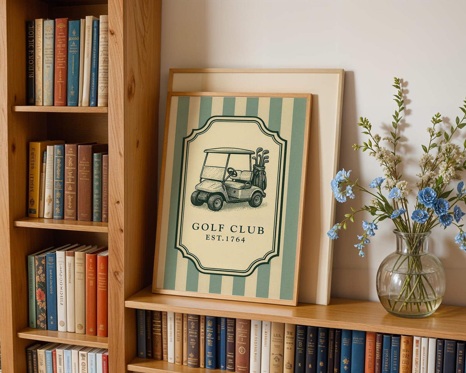 Vintage Golf Club Poster – Retro Green Striped Wall Art for Golfer’s ...