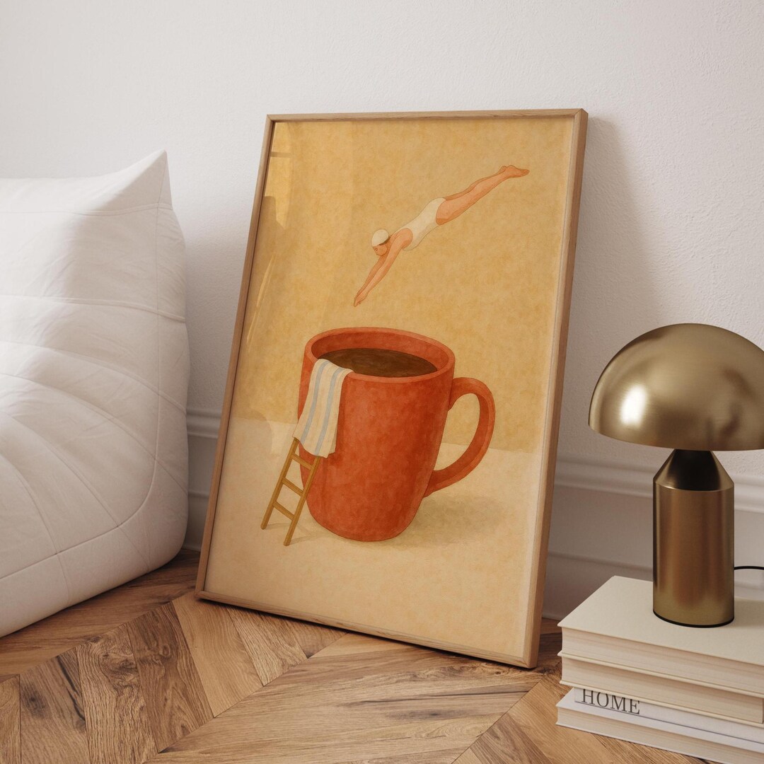 Coffee Diver Surreal Art Print: Whimsical Coffee Lover Decor - Etsy