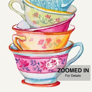 What’s the Tea Watercolor Print, Tea Cups Trendy Poster, Cool Cute Home ...