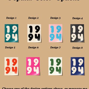 Custom Year Poster, Printable Trendy Retro Poster, Custom Number, Birth ...