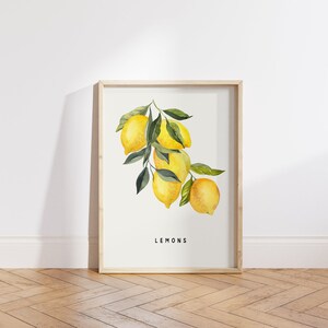 Lemons Watercolor Kitchen Art Print: Minimalist Cooking Poster - Etsy