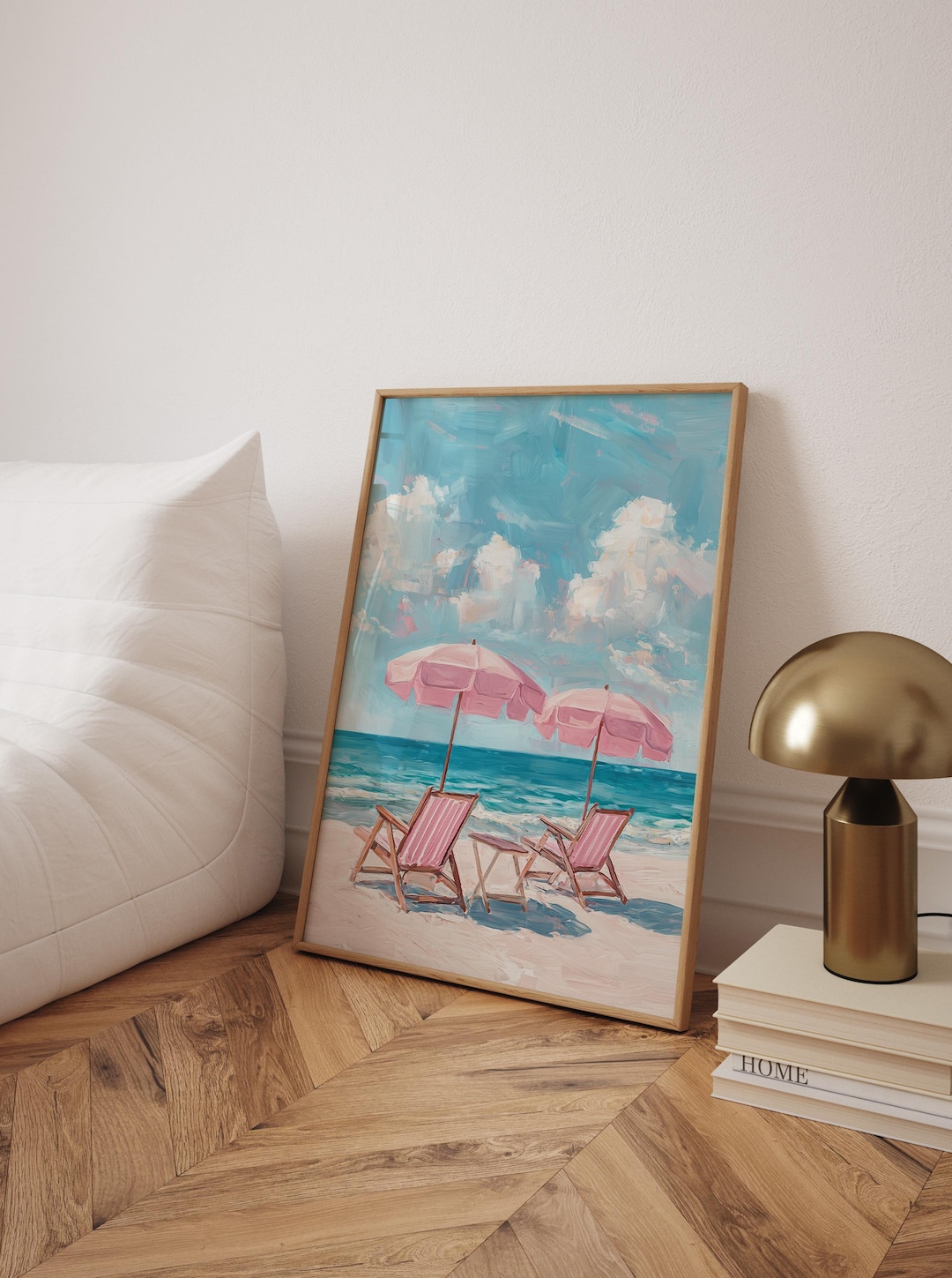 Vintage Beach Wall Art Print, Retro Coastal Poster, Out of Office Pink ...