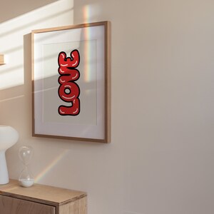 LOVE Minimalist Print, Red Wall Decor, Retro Wall Art Poster, Love ...