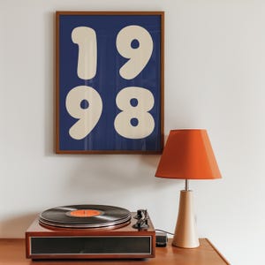 Custom Year Poster, Printable Trendy Retro Poster, Custom Number, Birth ...