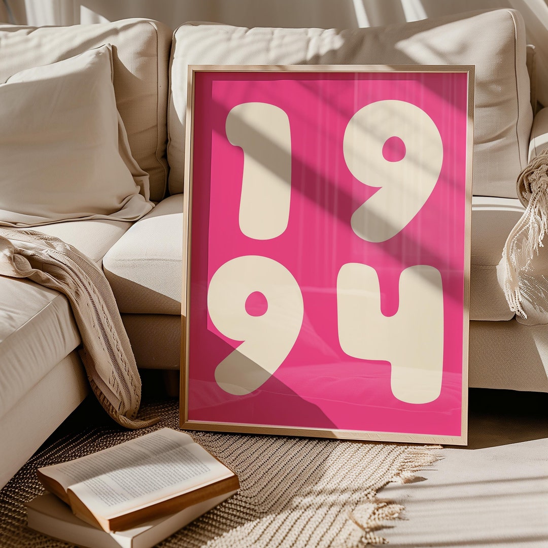 Custom Year Poster, Printable Trendy Retro Poster, Custom Number, Birth ...